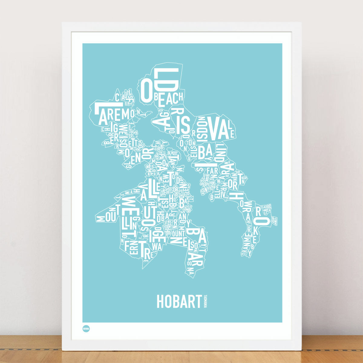 Burbia Perth Type Map Print & Canvas