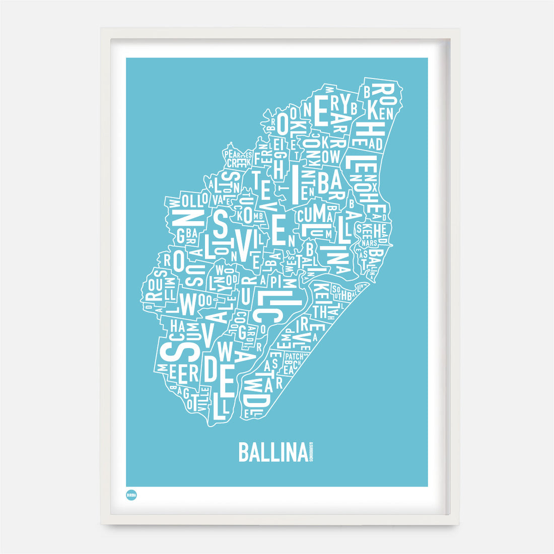 Ballina Type Map Print & Canvas – Burbia