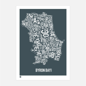 Burbia Byron Bay Type Map Print & Canvas