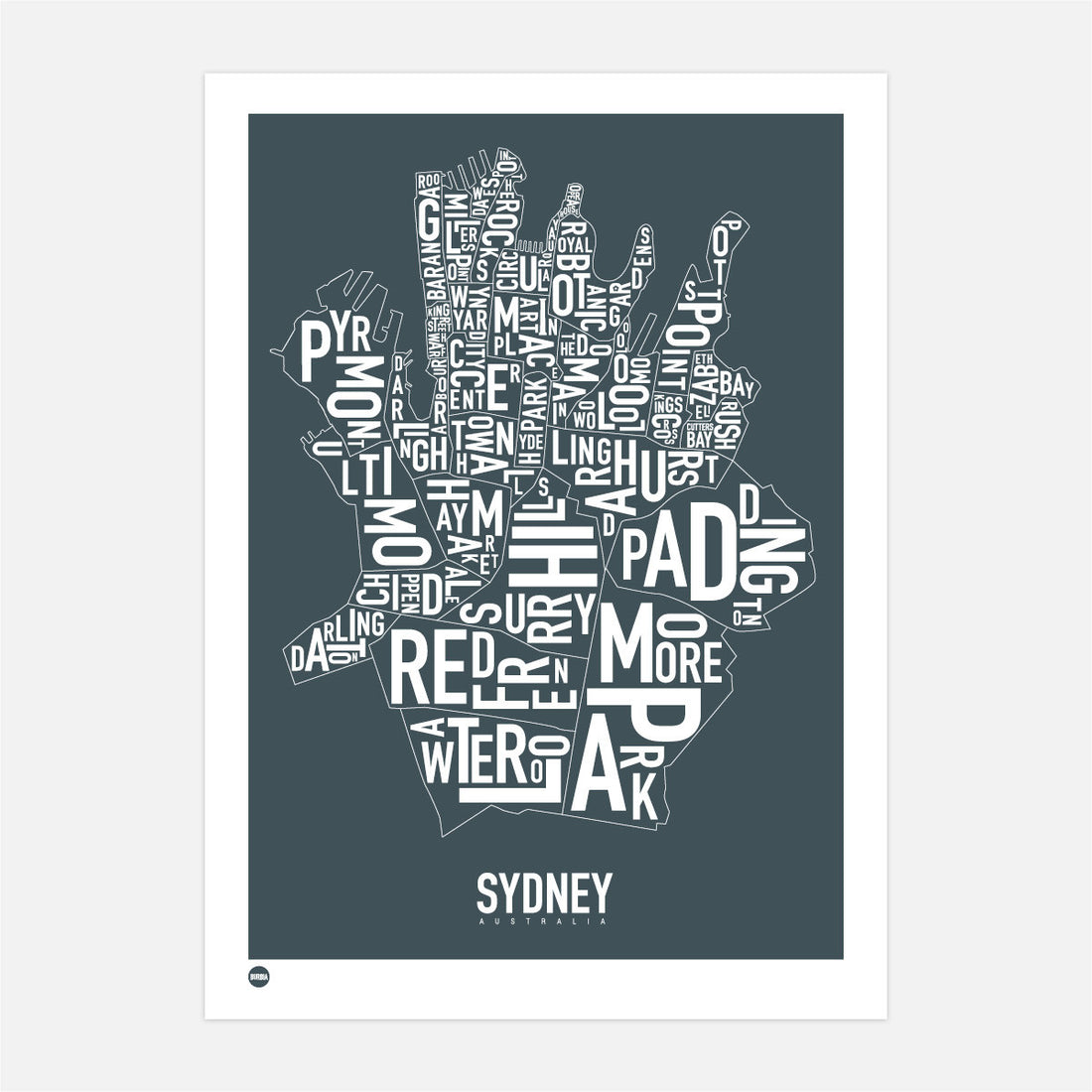 Burbia Sydney Type Map Print & Canvas